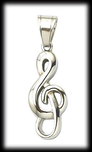 Köpa G-klav halsband online | Gklav i rostfritt stål | Gklav hängen i stål